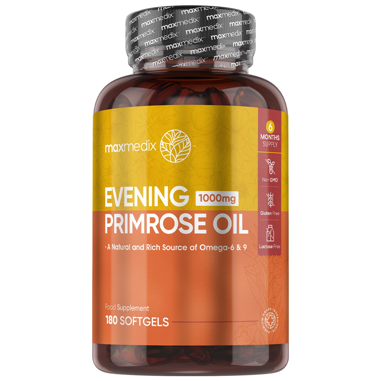 Evening Primerose Oil 1300mg - 180 Softgels With High Strength GLA For ...